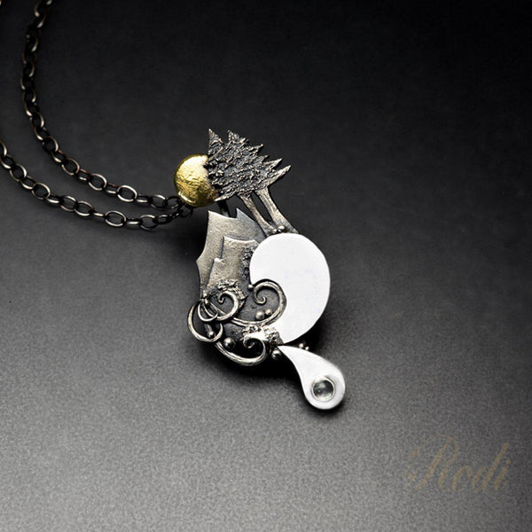 Pacific Sunrise - Fine Silver & 24k Gold Pendant With Topaz - Metal ...